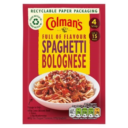 COLMANS SPAGHETTI BOLOGNESE PACK 44G X 16 – Coast & Moor Coffee Collective